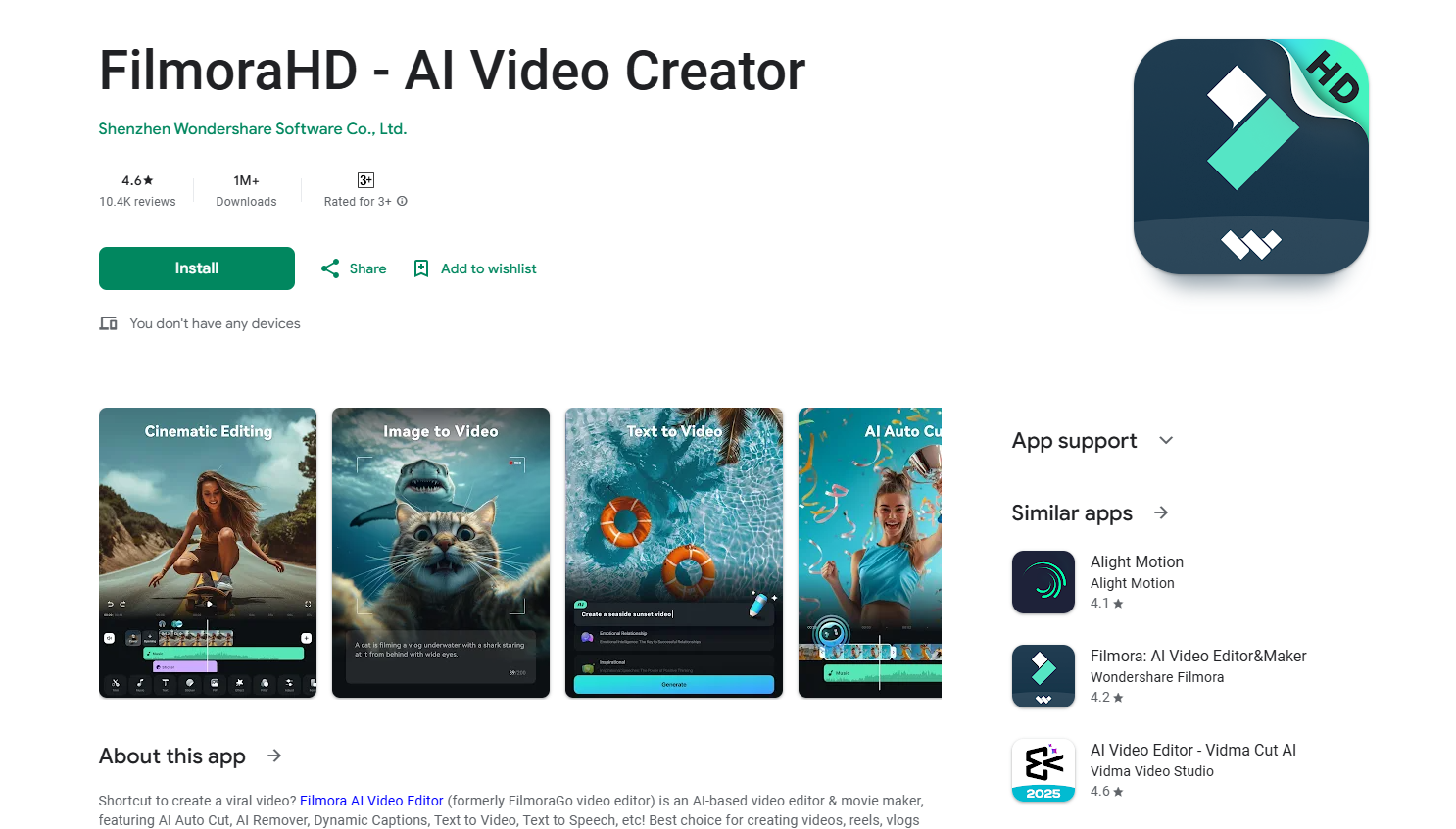 FilmoraHD - AI Video Creator: Reseñas, Características, Precios, Guías y Alternativas