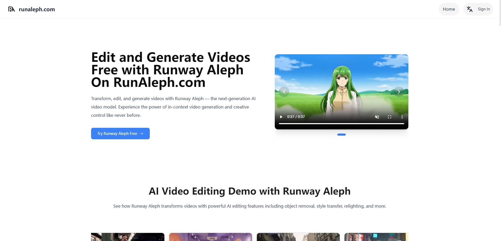 RunAleph.com: Free AI Video Editing with Runway Aleph：评论、功能、价格、指南和替代方案