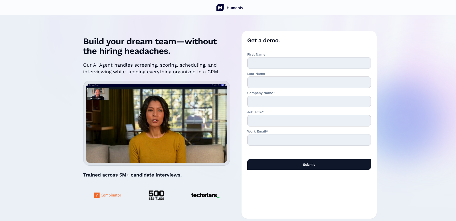Humanly AI Interviewer & Talent Partners：评论、功能、价格、指南和替代方案