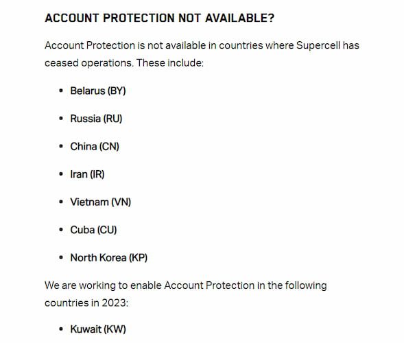 Clash of Clans Blocked Login for Players in Un-Supported Nation