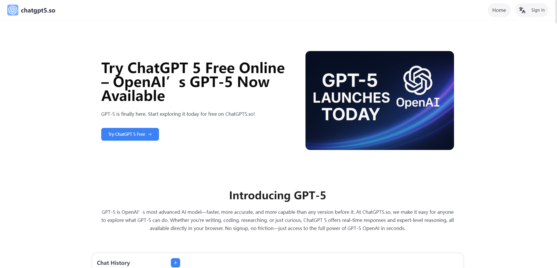 ChatGPT5.so: Free GPT‑5 Online With No Login: Reviews, Features ...
