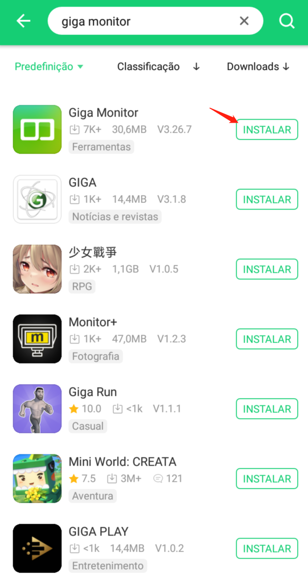 Como baixar Giga Monitor no Android