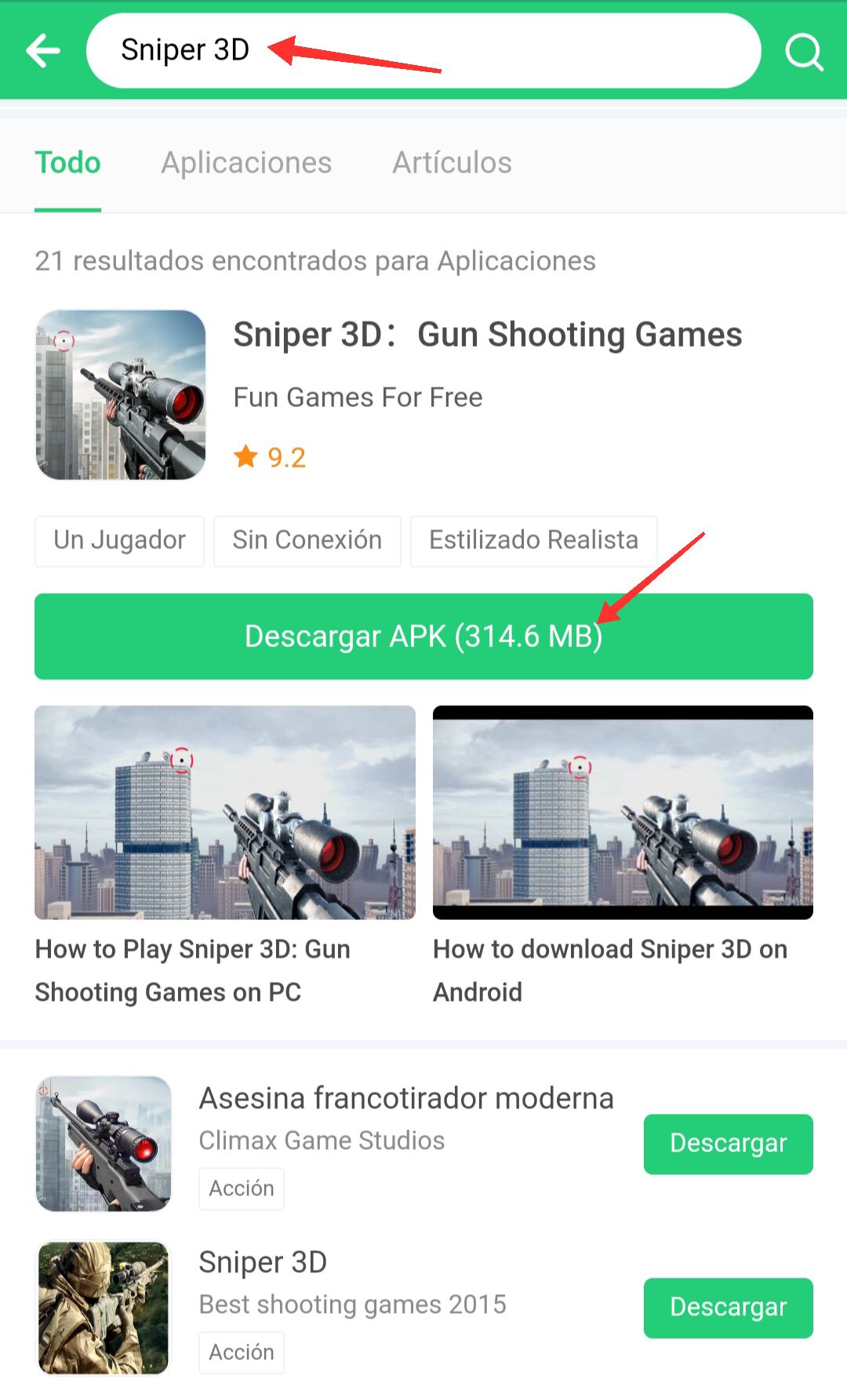 Cómo descargar Sniper 3D en Android