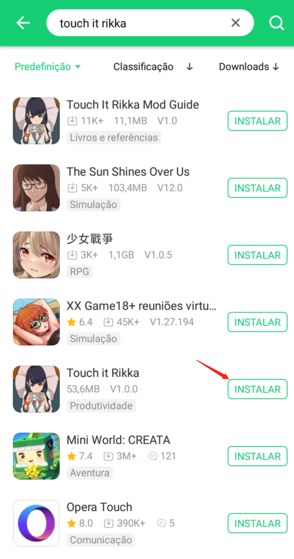Como baixar Touch it Rikka no Android
