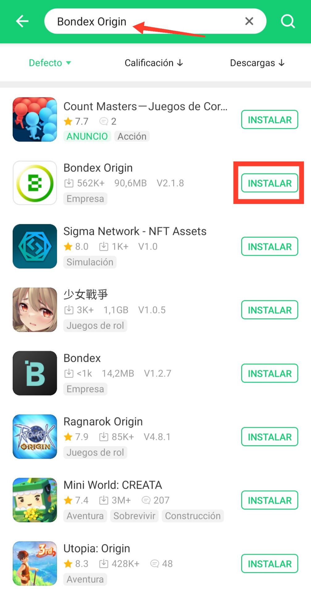 Cómo descargar Bondex Origin en Android