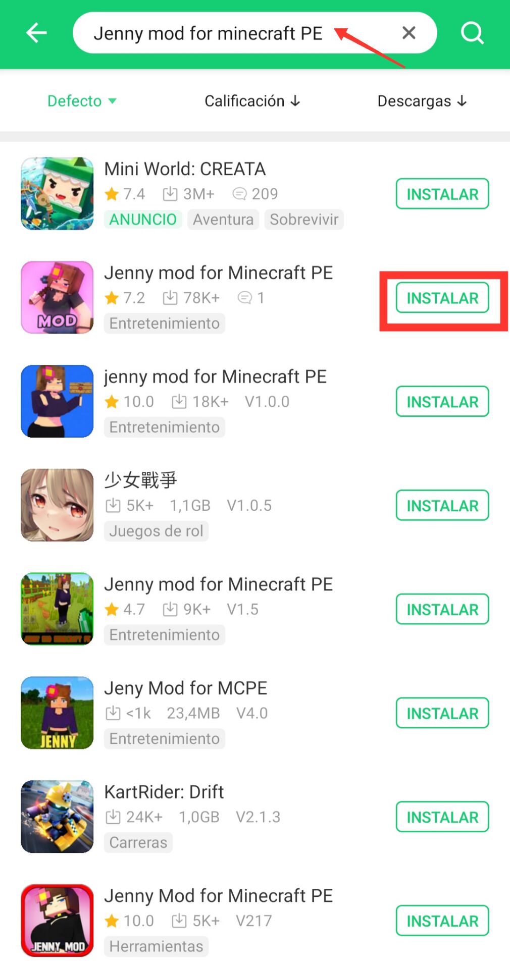 Cómo descargar Jenny mod for Minecraft PE en Android