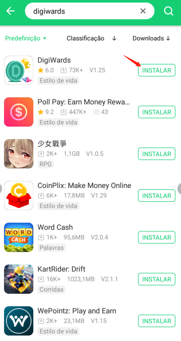 Como baixar DigiWards no Android