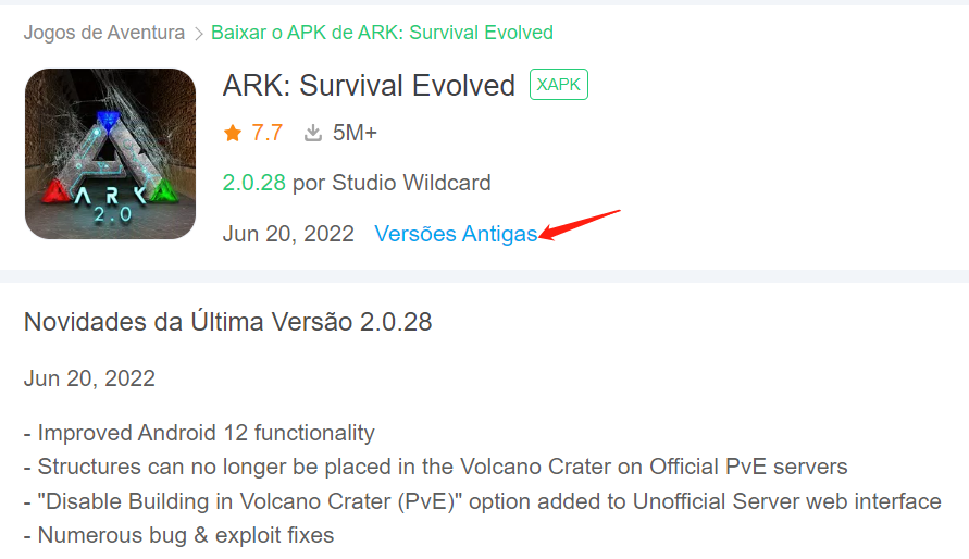 Como baixar versões antigas do ARK: Survival Evolved para Android