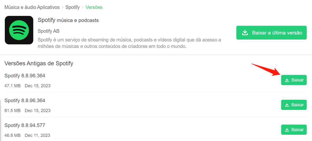 Como baixar versões antigas do Spotify para Android