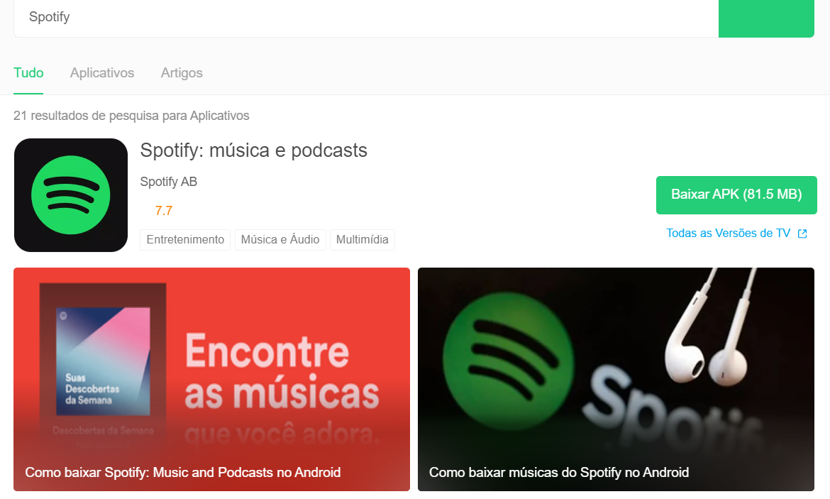 Como baixar versões antigas do Spotify para Android