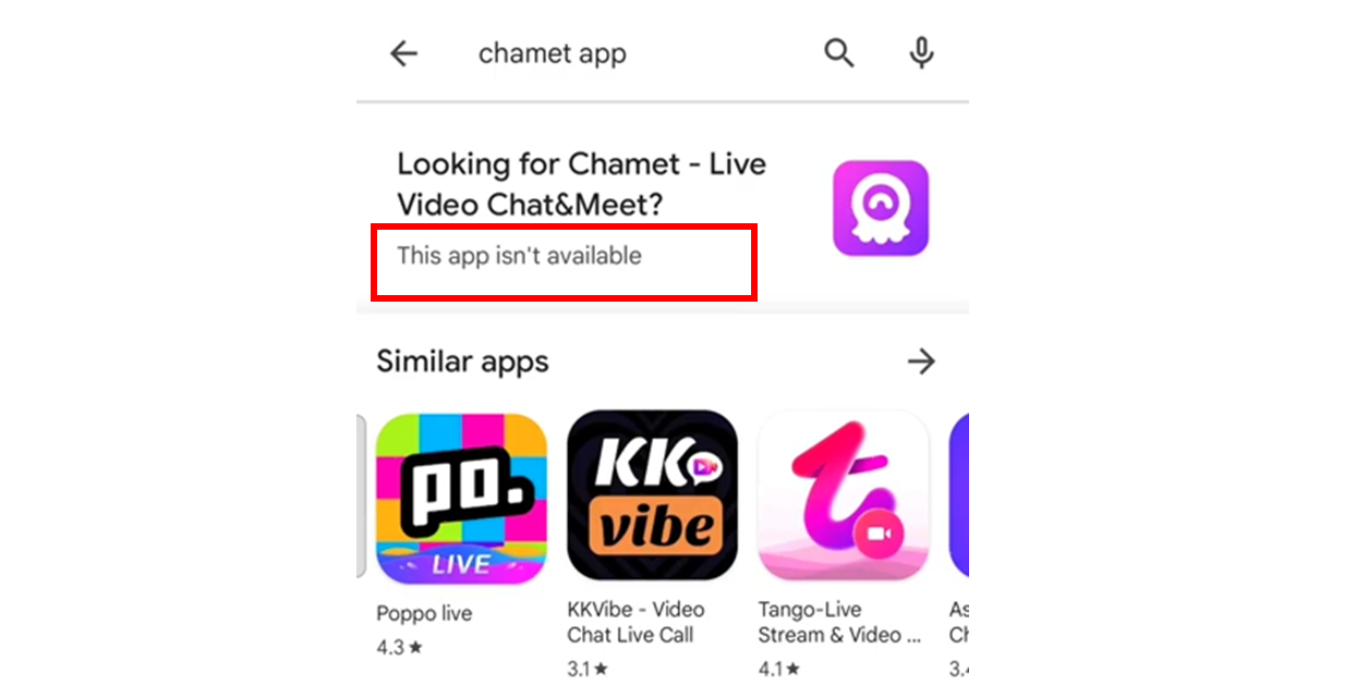 Google Removed Chamet from Play Store