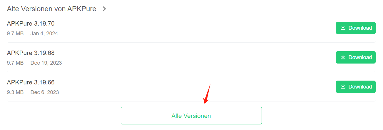 Anleitung zum Herunterladen einer älteren Version der APKPure App